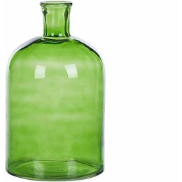 Beliani - Dekovase Grün Glas 31 cm Groß mit Schmalem Hals Getönt Handgefertigt Flaschenform Deko Accessoires Wohnzimmer Schlafzimmer Flur Kamin - Grün