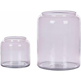 Beliani - Dekovase 2er Set Rosa / Transparent 11 / 20 cm aus Glas mit glänzender Oberfläche Wohnartikel Zubehör Dekogefäß Modern - Rosa