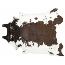 Beliani - Kunstfell Teppich Weiß und Braun 130 x 170 cm Webpelz Kuh Fellform Pelzimitat Bettvorleger Läufer Überwurf für Sitzmöbel Sofa Sessel Stühle