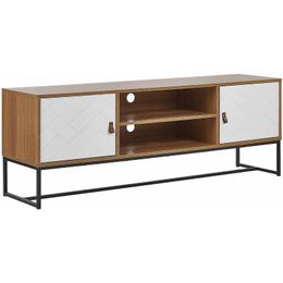 Beliani - Modernes Lowboard Heller Holzfarbton / Weiß 2 Türen mdf- Platte Metall für Schlafzimmer für Wohnzimmer - Schwarz