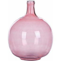 Beliani Dekovase Rosa / Transparent 31 cm aus Glas mit Glänzender Oberfläche Wohnartikel Wohnung Zubehör Dekogefäß Rund Moderner Glamouröser Stil - Rosa