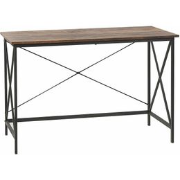 Beliani - Schreibtisch Dunkelbraun MDF-Platte Holzoptik 115 x 60 cm Metallgestell Schwarz rechteckig Industrial Style für Büro Wohnzimmer