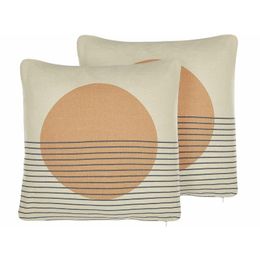 Beliani - Dekokissen Mehrfarbig 2er Set Baumwolle/Polyester 45 x 45 cm abnehmbare Bezüge Reißverschlüsse geometrisches Muster Modern Quadratisch