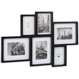 Bilderrahmen, Collage für 6 Bilder, Galerierahmen Hoch- & Querformat, Fotocollage, HxB: 51 x 75,5 cm, schwarz - Relaxdays