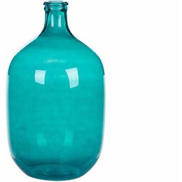 Beliani Dekovase Türkis Glas 48 cm mit glänzender Oberfläche Wohnartikel Wohnung Zubehör Dekogefäß Rund Modern Glamourös - Blau