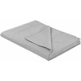 Beliani Tagesdecke Grau mit Füllung aus Polyester 160 x 220 cm mit Geprägtem Muster Blumenmotiv Geometrisch Bettüberwurf für Doppelbett Schlafzimmer - Grau
