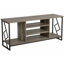 Beliani Tv Möbel Dunkler Holzfarbton Spanplatte Metall 60 x 140 x 40 cm Modern Holzoptik Elegant Praktisch Viel Stauraum Multifunktional Wohnzimmer