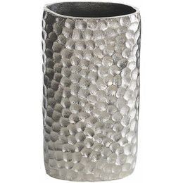 Beliani Dekovase Silber 31 cm Aluminium mit glänzender Oberfläche Pflegeleicht Wohnartikel Moderner Glamouröser Stil - Silber