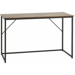 Beliani - Schreibtisch dunkler Holzfarbton / schwarz Spanplatte mit Metallgestell 120 x 55 cm Industrieller Stil - Schwarz