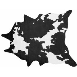 Beliani - Kunstfell Teppich Schwarz und Weiß 150 x 200 cm Webpelz Kuh Fellform Pelzimitat Bettvorleger Läufer Überwurf für Sitzmöbel Sofa Sessel
