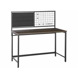 Beliani - Schreibtisch Dunkler Holzfarbton / Schwarz 118 x 60 cm mit Notiztafel Heimbüro Arbeitstisch Industrieller Stil - Dunkler Holzfarbton