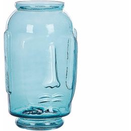 Beliani - Dekovase Blau / Transparent 31 cm aus Glas mit glänzender Oberfläche Wohnartikel Wohnung Zubehör Dekogefäß Moderner Glamouröser Stil - Blau