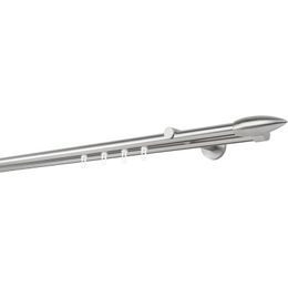 ONDECO - Gardinenstange auf Maß Innenlauf 20mm Patrone 2-lauf Vorhangstange Wandträger 12cm Stilgarnitur mit Gleiter für Vorhänge - Edelstahl-Optik