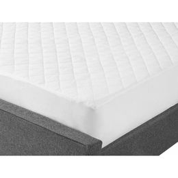 Beliani - Matratzentopper Weiß Japara Baumwolle und Mikrofaser 90 x 200 cm mit Gummizug an den Ecken Versteppt Matratzenschutz Auflage für Einzelbett