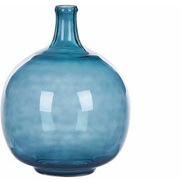 Beliani Dekovase Blau / Transparent 31 cm aus Glas mit Glänzender Oberfläche Wohnartikel Wohnung Zubehör Dekogefäß Rund Moderner Glamouröser Stil