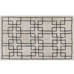 Beliani - Teppich Beige Schwarz Baumwolle Rechteckig 140 x 200 cm Geometrisches Muster Getuftet Skandinavisch Kurzhaar Kurzflor Wohn- und