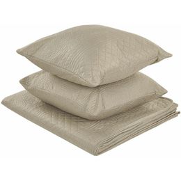 Beliani - Tagesdecke Taupe aus Polyester 140 x 210 cm mit geprägtem Muster Bettüberwurf Dekorativ für Doppelbett Schlafzimmer modernes Bettzeug - Grau