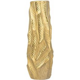 Beliani - Dekovase Gold Dekoration aus Steinzeug 37 cm Höhe in außergewöhnlichem Design Wohnaccessoires Pflegeleicht Modern - Gold