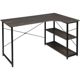 WOLTU Schreibtisch Computertisch Büromöbel pc Tisch Bürotisch Arbeitstisch aus Holz und Stahl, mit Ablage, ca. 120x74x71,5 cm, schwarz-rostfarbe