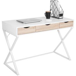 WOLTU - Schreibtisch mit 3 Schubladen aus Holz & Stahl