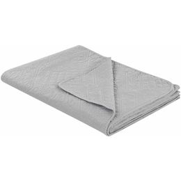 Beliani - Tagesdecke Grau mit Füllung aus Polyester 220 x 240 cm mit Geprägtem Muster Blumenmotiv Geometrisch Bettüberwurf für Doppelbett