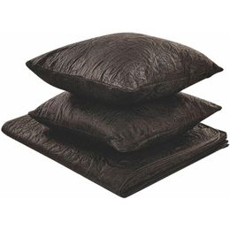 Beliani Tagesdecken Set Braun mit Füllung Polyester 140 x 210 cm mit geprägtem Muster Bettüberwurf Dekorativ Doppelbett Schlafzimmer modernes Bettzeug - Braun