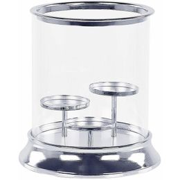 Beliani Kerzenhalter Silber aus Glas / Eisen mit hohe 24 cm Dreifach Glasschale elegantes und modernes Design - Silber