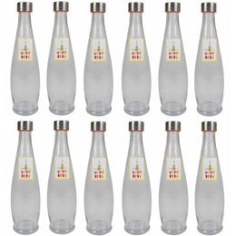 BURI - 12x Glasflasche 1L mit Schraubdeckel Flasche Schraubverschluss Saft Most Flasche