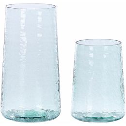 Beliani Dekovase 2er Set Transparent 17 / 25 cm aus Glas mit glänzender Oberfläche Wohnartikel Zubehör Dekogefäß Modern - Transparent