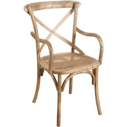 Biscottini Vintage-Thonet-Stuhl aus Holz und Rattan, 89x50x43 cm, rustikaler Sessel mit Armlehnen, Küchen-Esszimmerstuhl, moderner Stuhl - hellem Nussholz