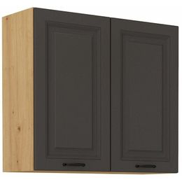 Hängeschrank 80 cm Stilo Grau + Eiche Artisan Küchenzeile Küchenblock Küche