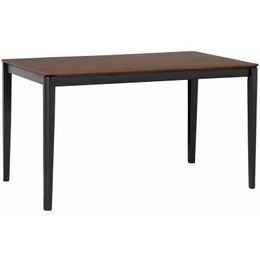 Beliani Esstisch dunkler Holzfarbton mit Schwarz mdf Tischplatte Gummibaumholz Tischbeine Matt Rechteckig Modern Industriell - Schwarz