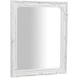 Biscottini Badezimmer-Wand-Make-up-Spiegel Vertikaler/horizontaler Spiegel mit rechteckigem weißem Holzrahmen zum Aufhängen im Shabby-Stil