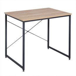 WOLTU - Holz mit Eisen-Gestell Computertisch Bürotisch Schreibtisch pc Tisch Arbeitstisch Esstisch Große Desktop Design, Heller Eiche+schwarz