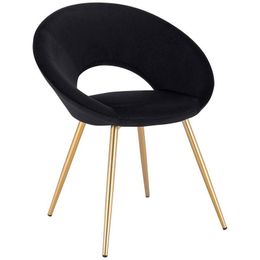 WOLTU - Esszimmerstuhl Küchenstuhl Polsterstuhl Wohnzimmerstuhl Sessel, Sitzfläche aus Samt, Gold Metallbeine, Schwarz - schwarz