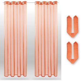Bestlivings - Transparente Orange Gardine mit Ösen 2er Pack (B140 x L175) inkl. 2 Raffhalter, viele Varianten erhältlich - Orange