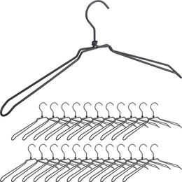 Relaxdays 24 x Kleiderbügel, für Hemden, Jacken & Blusen, Industrie Design, Metall, Drahtbügel, 45 cm breit, Bügel, schwarz