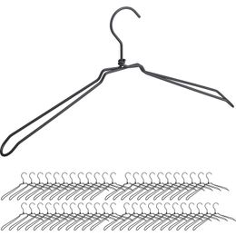 Relaxdays 48 x Kleiderbügel, für Hemden, Jacken & Blusen, Industrie Design, Metall, Drahtbügel, 45 cm breit, Bügel, schwarz