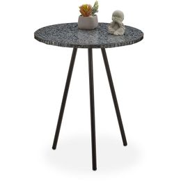 Beistelltisch Mosaik, runder Ziertisch, handgefertigtes Unikat, 3 Beine, Mosaiktisch, HxD: 50 x 41 cm, schwarz - Relaxdays