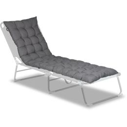 Relaxdays - Bankauflage, hbt: 7x180x50 cm, Sitzkissen mit Bändern, für Gartenbank, Paletten, Polyester, Sitzpolster, grau