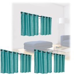 Relaxdays 6 x Vorhang, HxB: 90x135 cm, Gardine blickdicht, lichtundurchlässig, Ösen, Verdunkelungsvorhänge mit Muster, grün