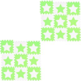 Relaxdays 18 tlg. Puzzlematte Sterne, 36 Puzzleteile, eva Schaumstoff, schadstofffrei, Spielunterlage 1,6 m², weiß-grün