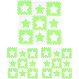 Relaxdays 27 tlg. Puzzlematte Sterne, 54 Puzzleteile, EVA Schaumstoff, schadstofffrei, Spielunterlage 2,4 m², weiß-grün