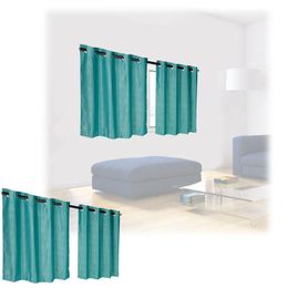 Relaxdays - 4 x Vorhang, HxB: 90x135 cm, Gardine blickdicht, lichtundurchlässig, Ösen, Verdunkelungsvorhänge mit Muster, grün