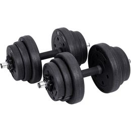 Songmics Hantelset 2× 10kg Kurzhanteln Set L:42cm mit 2 Stangen Workout Fitness Training Gewichtheben Fitnessstudio SYL20HBK - Schwarz