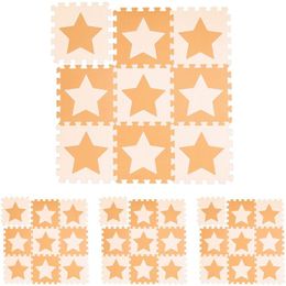 Relaxdays 36 tlg. Puzzlematte Sterne, 72 Puzzleteile, eva Schaumstoff, schadstofffrei, Spielunterlage 3,2 m², orange-beige