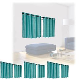 Relaxdays 8 x Vorhang, HxB: 90x135 cm, Gardine blickdicht, lichtundurchlässig, Ösen, Verdunkelungsvorhänge mit Muster, grün