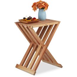 Klapptisch, Walnuss Holz, Wohnzimmer, Balkon & Terrasse, hbt: 44,5 x 34 x 28 cm, Beistelltisch klappbar, natur - Relaxdays