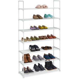 Schuhregal, 7 Ebenen, Stecksystem, 28 Paar Schuhe, Flur, erweiterbar, Metall & Kunststoff, Schuhablage, weiß - Relaxdays