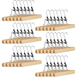 Relaxdays 36 x Hosenspanner Holz, Kleiderbügel Set, 360° drehbarer Haken, Klemmbügel für Hosen, hbt: 17 x 25 x 2,3 cm, natur